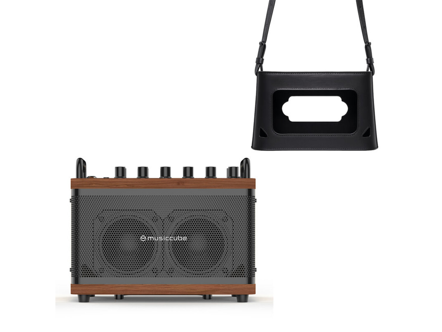 MUSICCUBE Tiny Box D2 – Oak Brown + Black Vintage Bag | Strumenti ...